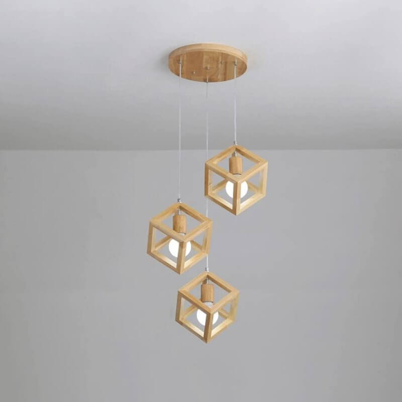 Lampara Colgante Madera Tres Figuras Geometricas Cuadrado – Tienda Led
